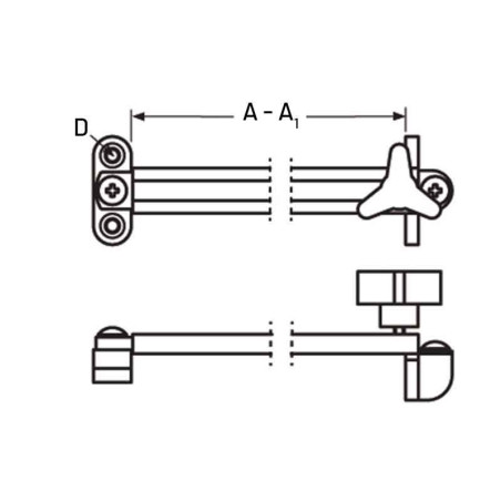 Compas d'ouverture réglable 200-366 et 260-484 inox 304